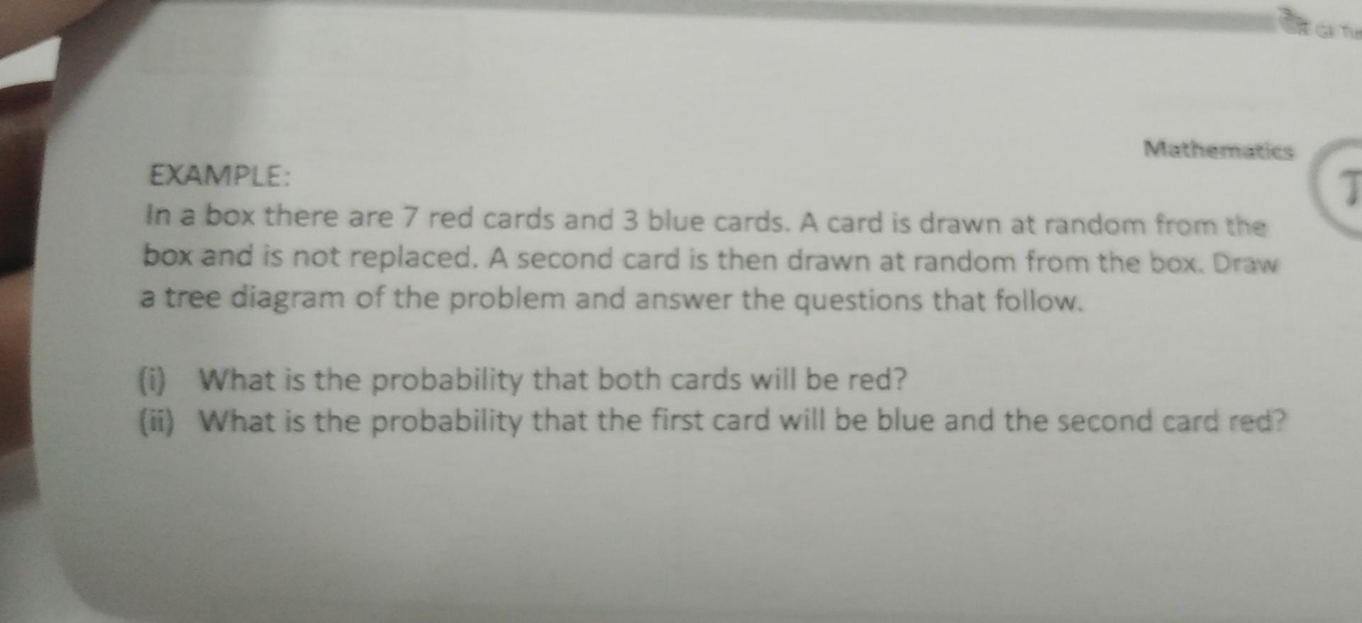 Solved Mathematics EXAMPLE: In a box there are 7 red cards | Chegg.com