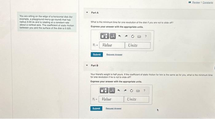 Solved You are siming on the edge of a horizontal disk flor | Chegg.com