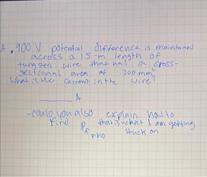 Solved A. 900 V potential difference is maintained across a | Chegg.com