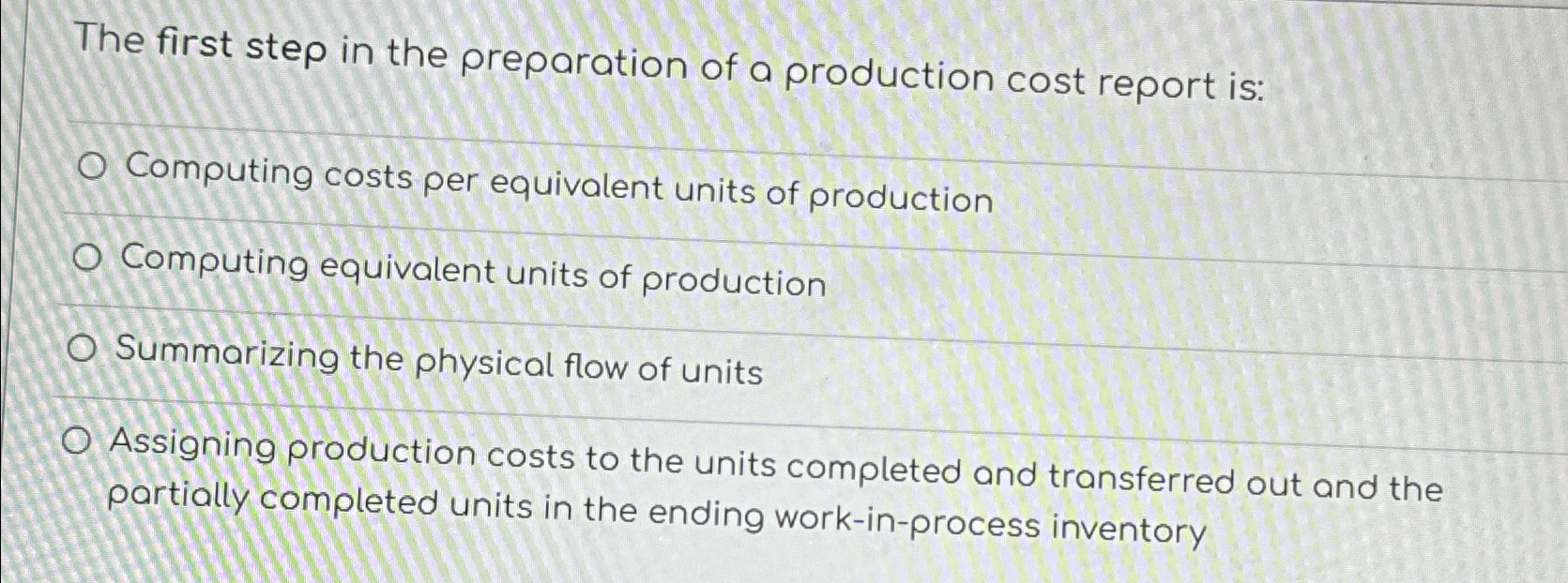 Solved The first step in the preparation of a production | Chegg.com