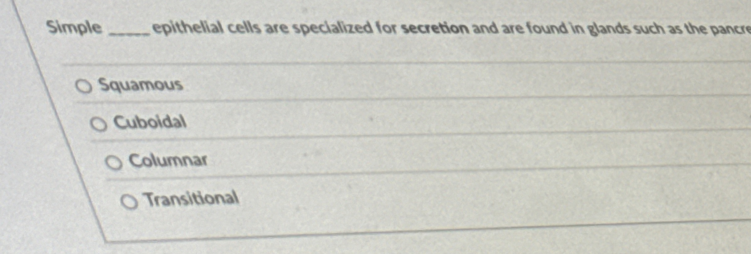 Solved Simpleepithelial cells are spectalized for secretion | Chegg.com