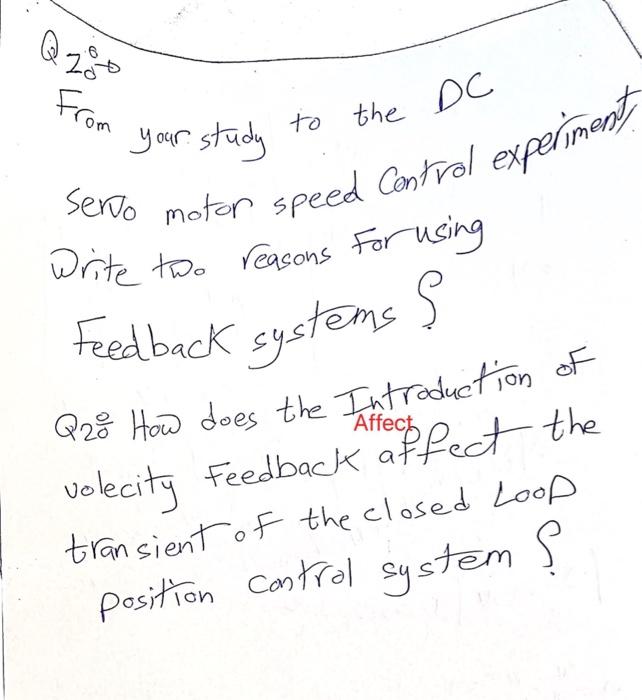 Solved From your study to the DC servo motor speed Control | Chegg.com