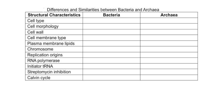 Solved Differences and similarities between Bacteria and | Chegg.com