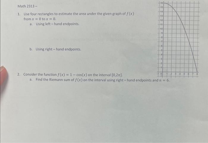 Solved 1. Use four rectangles to estimate the area under the | Chegg.com