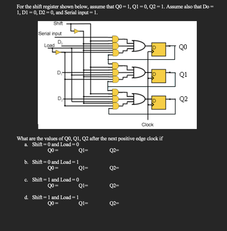 Solved For the shift register shown below, assume that | Chegg.com
