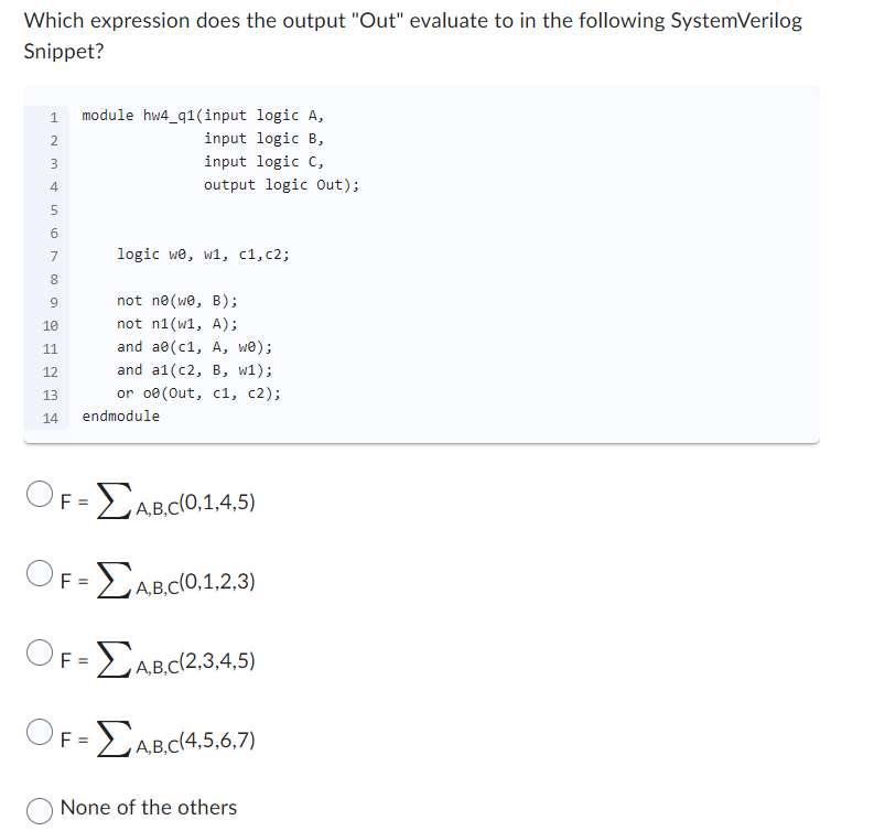 Solved Which expression does the output "Out" evaluate to in | Chegg.com