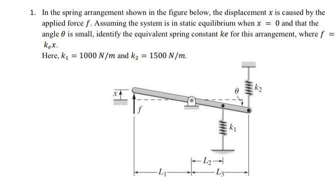 Solved 1. In the spring arrangement shown in the figure | Chegg.com