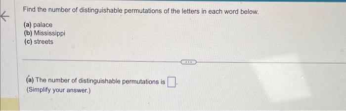 Solved Find The Number Of Distinguishable Permutations Of