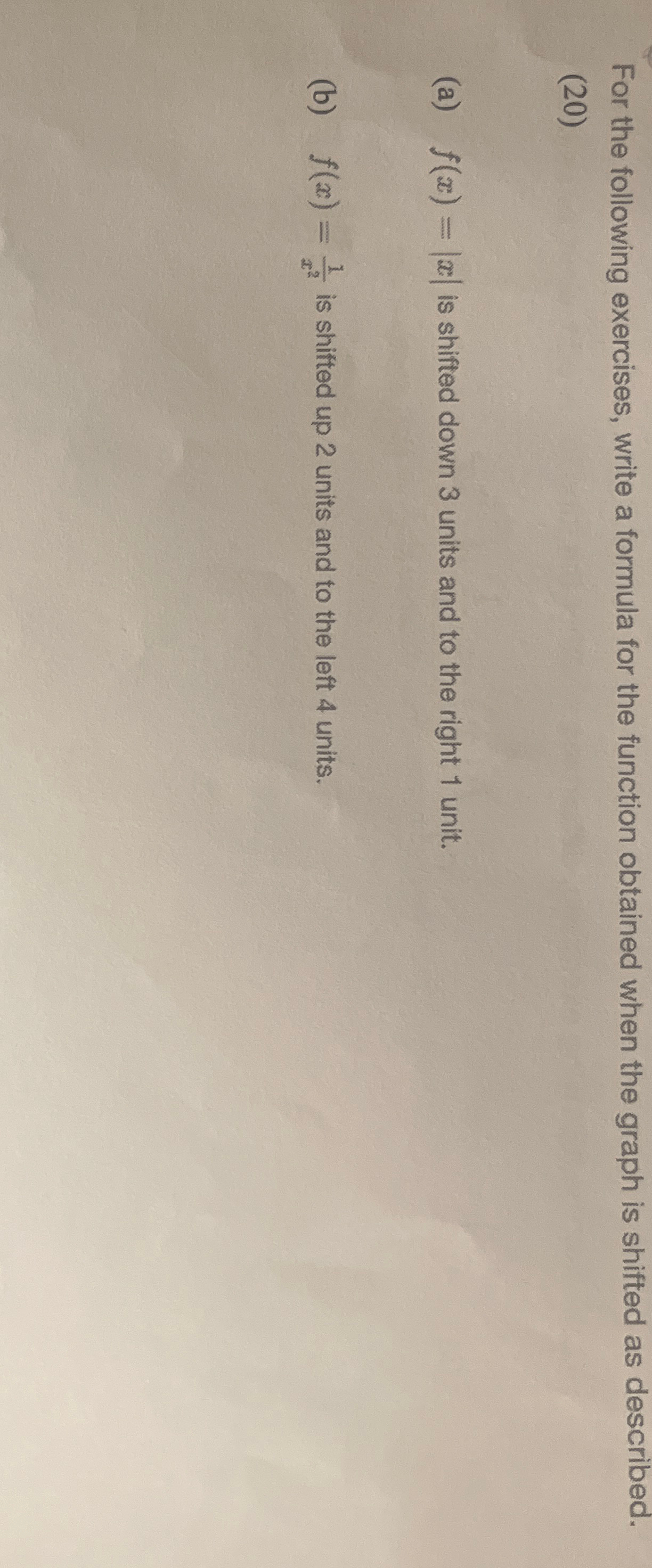 Solved For The Following Exercises Write A Formula For The 