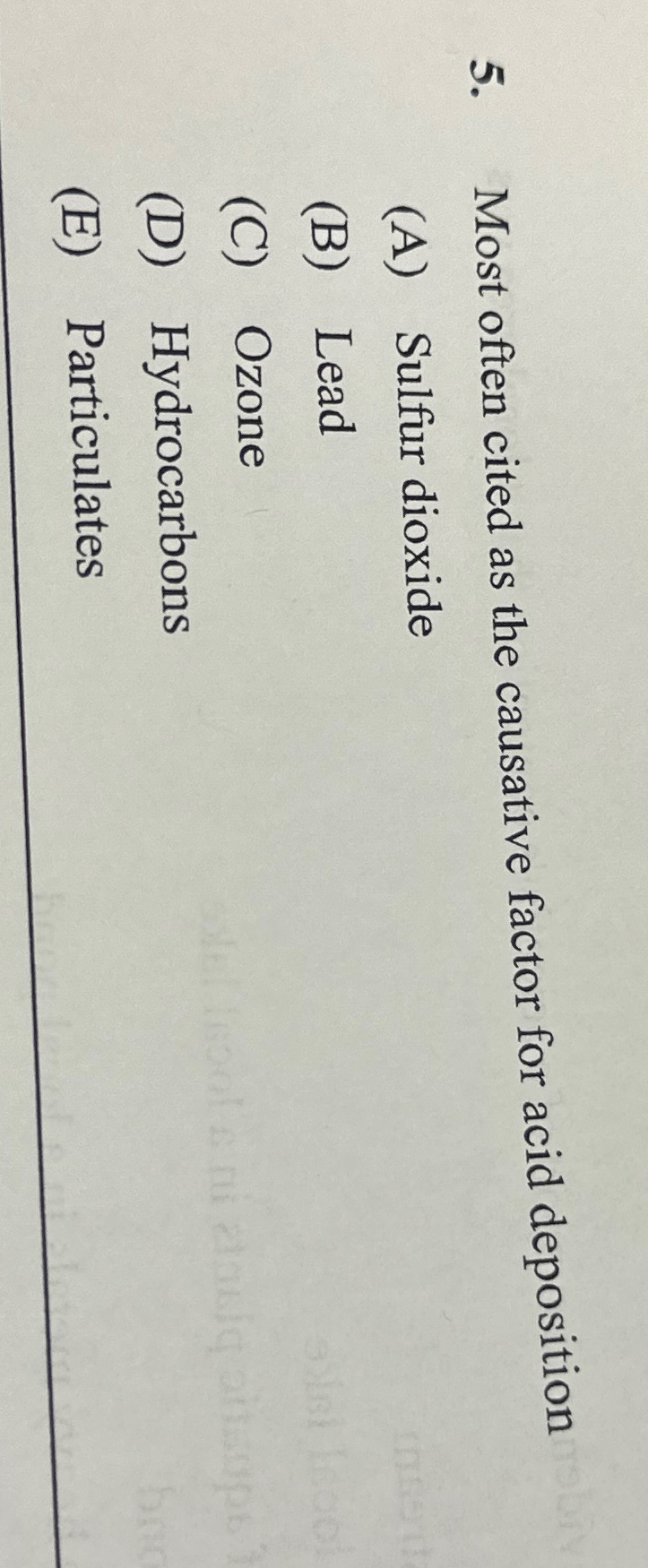 Solved Most often cited as the causative factor for acid | Chegg.com