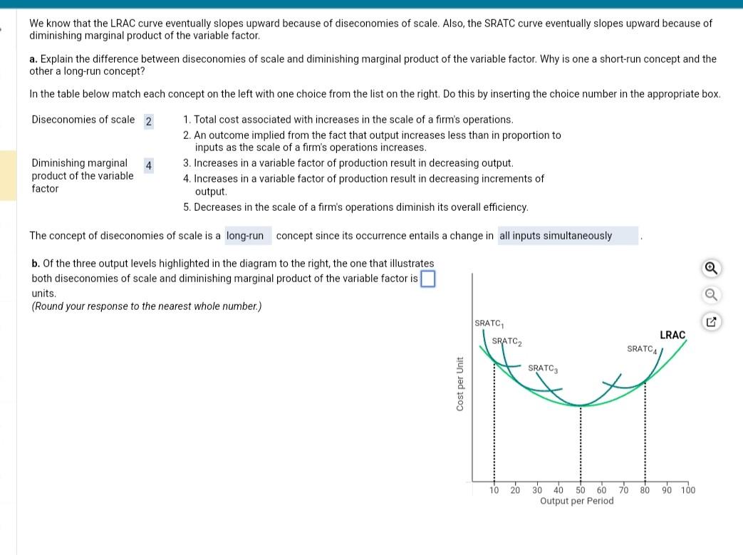 Solved We know that the LRAC curve eventually slopes upward | Chegg.com