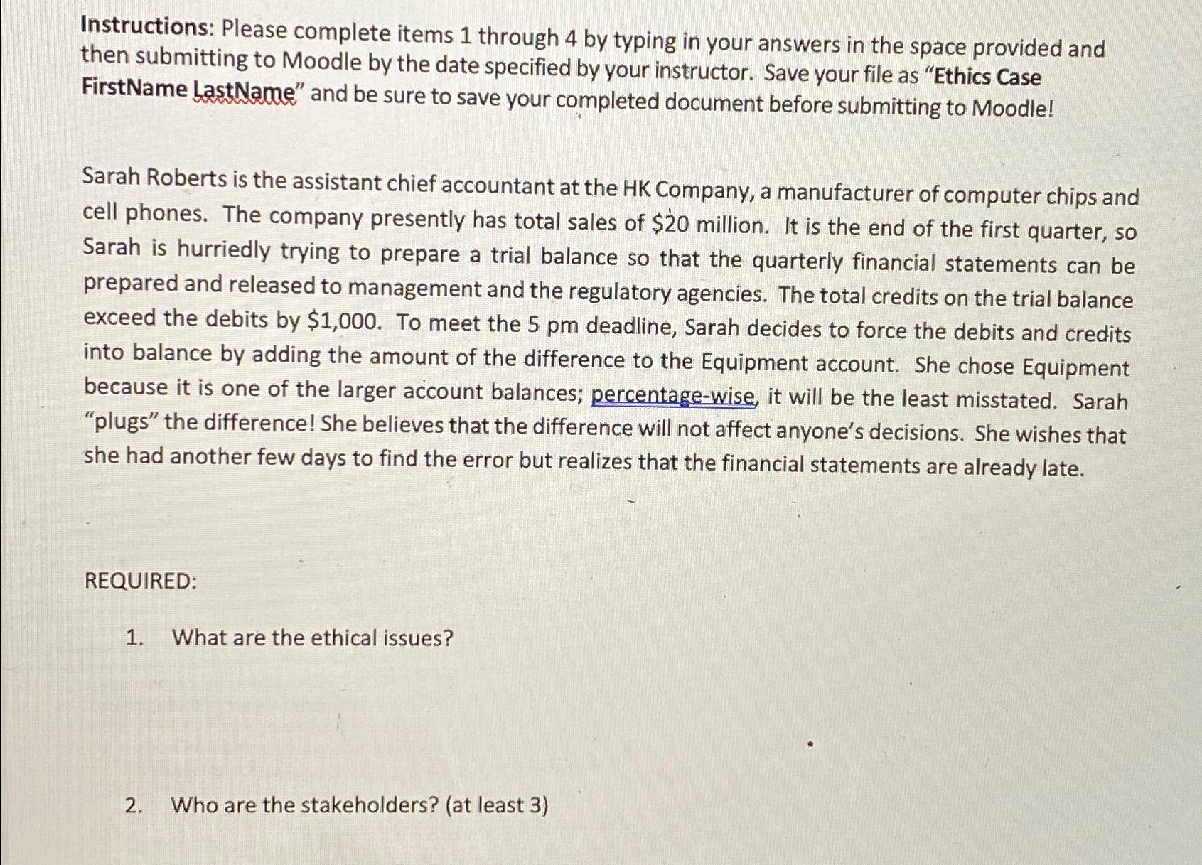 Instructions: Please complete items 1 through 4 by | Chegg.com