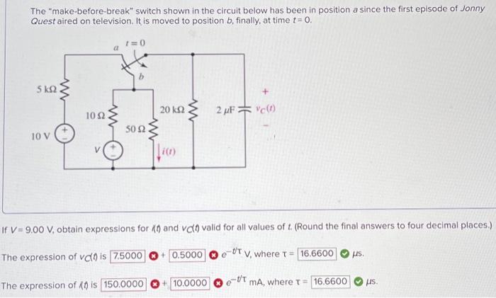 Solved The "make-before-break" switch shown in the circuit | Chegg.com