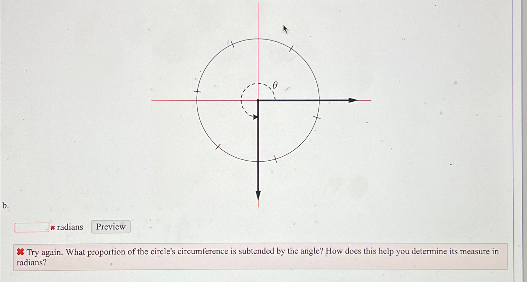 Solved radiansTry again. What proportion of the circle's | Chegg.com