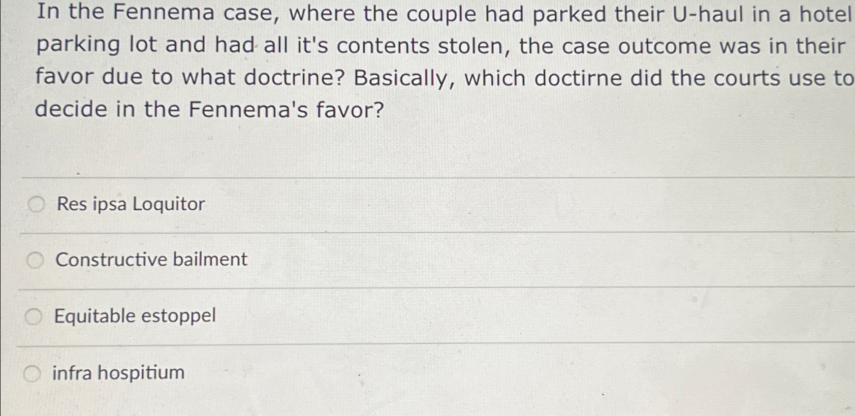 Solved In the Fennema case, where the couple had parked | Chegg.com