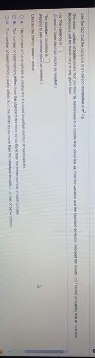 Solved Use the fact that the variance of a Poisson | Chegg.com