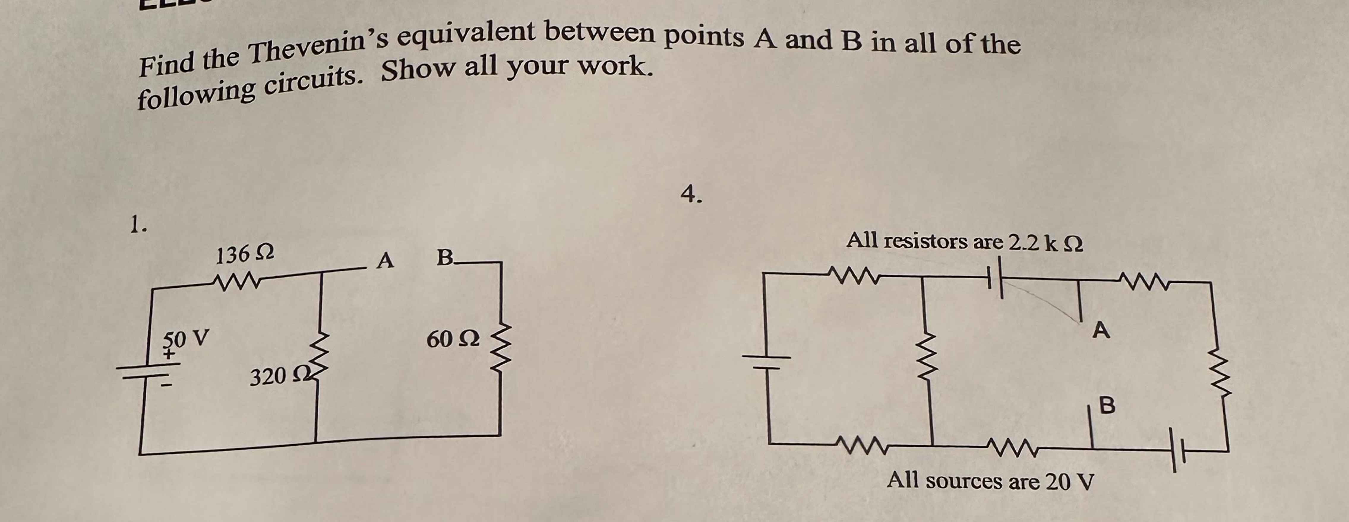 Solved Find the Thevenin's equivalent between points A and B | Chegg.com