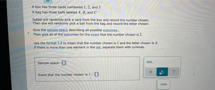 Solved A box has three cards numbered 1, 2, and 3 A bag has | Chegg.com