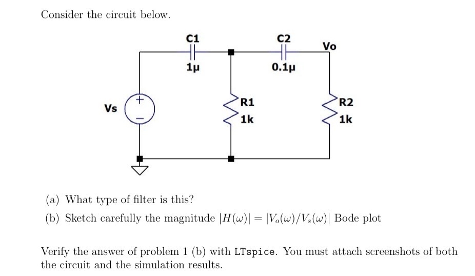 Solved Consider the circuit below.(a) ﻿What type of filter | Chegg.com
