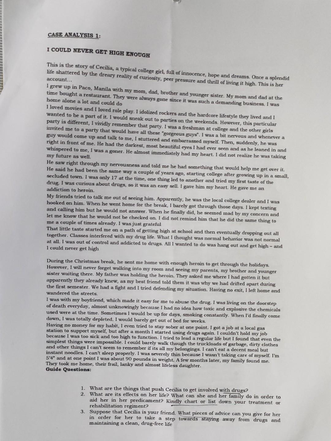 Solved CASE ANALYSIS: — ANSWER SHOULD BE IN PARAGRAPH FORM | Chegg.com