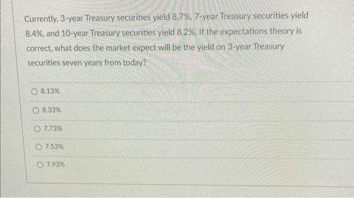 Solved Currently, 3-year Treasury securities yield | Chegg.com