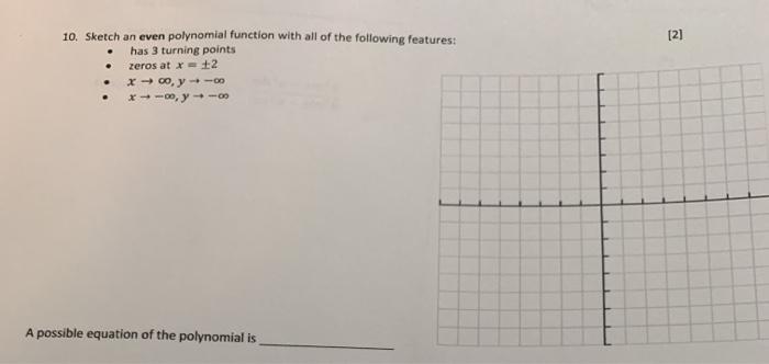 Solved [2] 10. Sketch an even polynomial function with all | Chegg.com
