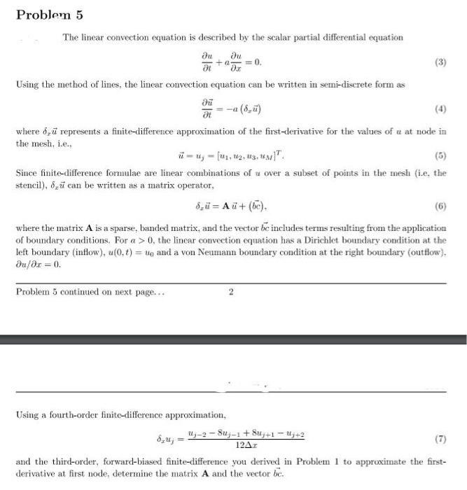 Solved Problem 5 The linear convection equation is described | Chegg.com