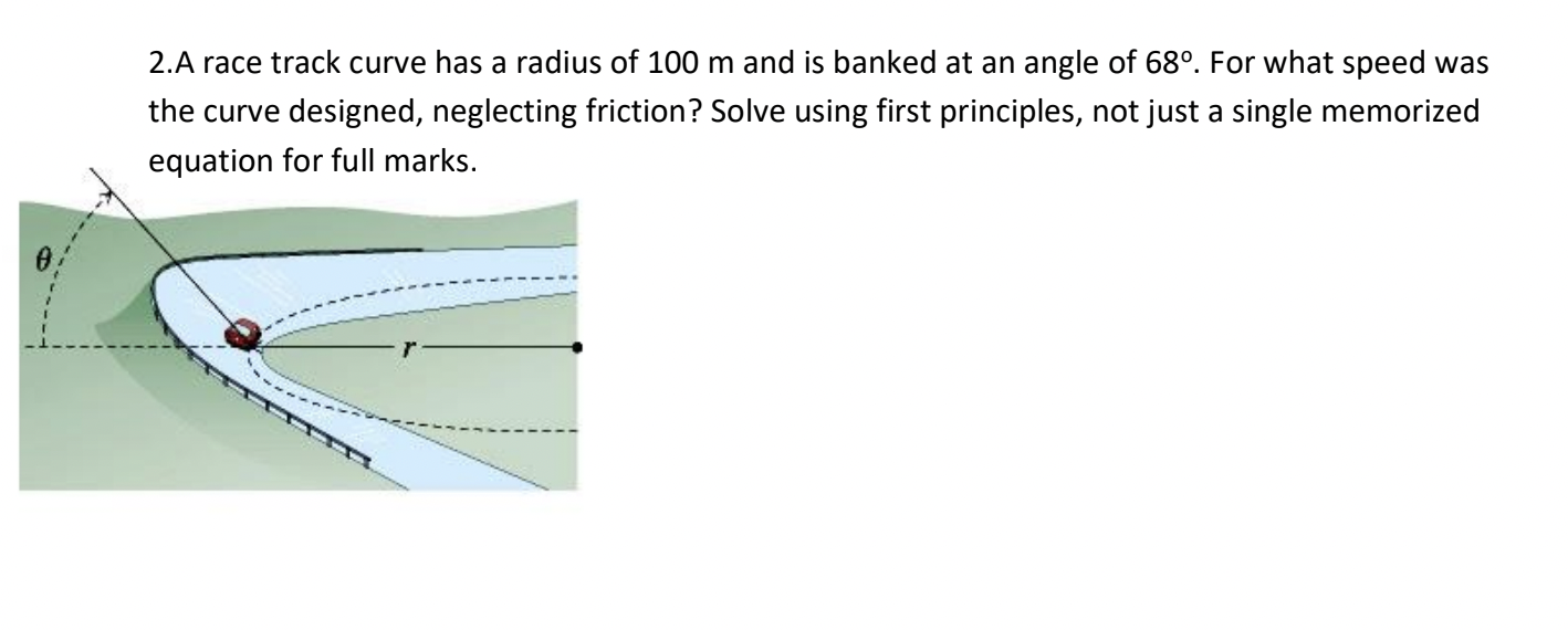 Solved 2.A race track curve has a radius of 100m ﻿and is | Chegg.com