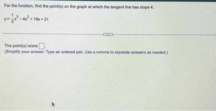 Solved For the function, find the point(s) on the graph at | Chegg.com