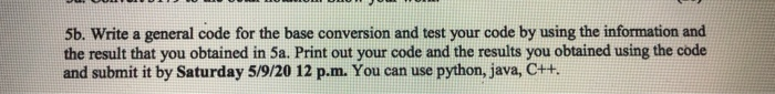 Solved 5b. Write a general code for the base conversion and | Chegg.com