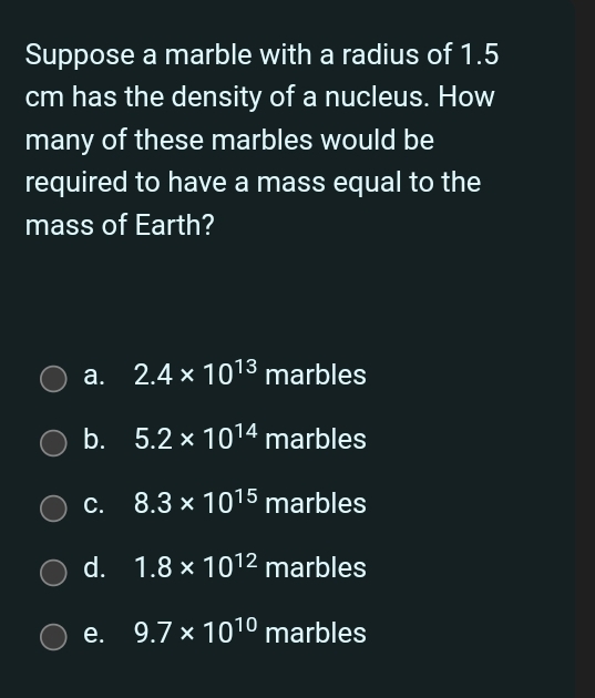 Solved Suppose a marble with a radius of 1.5cm has the | Chegg.com