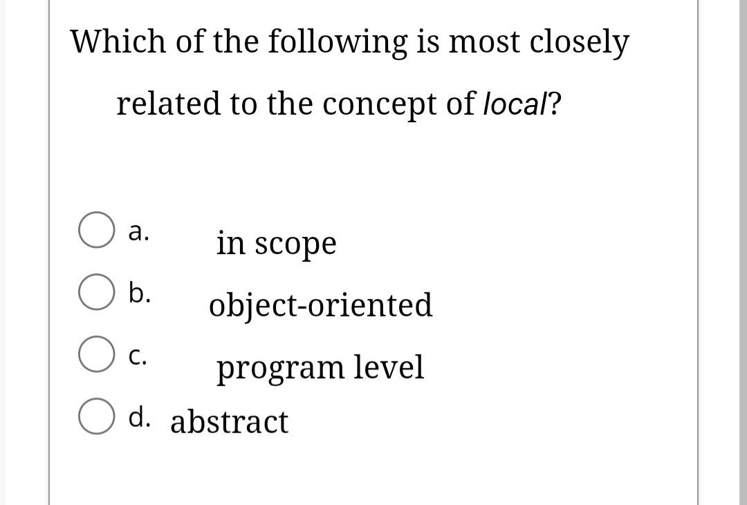 Solved A method's interface is itsa. ﻿parameter listb. | Chegg.com