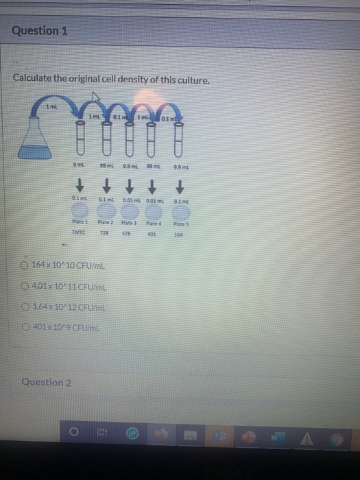 Solved Question 1 Calculate the original cell density of | Chegg.com