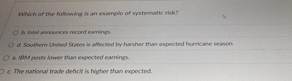 Solved Which of the following is an example of systematic | Chegg.com