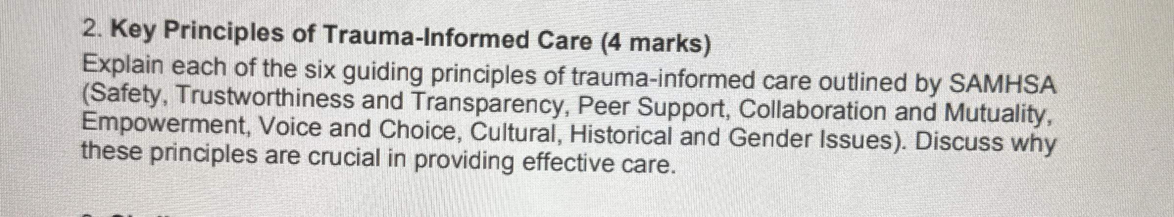 Solved Key Principles of Trauma-Informed Care (4 | Chegg.com