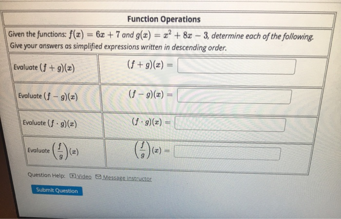 Solved Operations on Functions Using Tables and Graphs of | Chegg.com