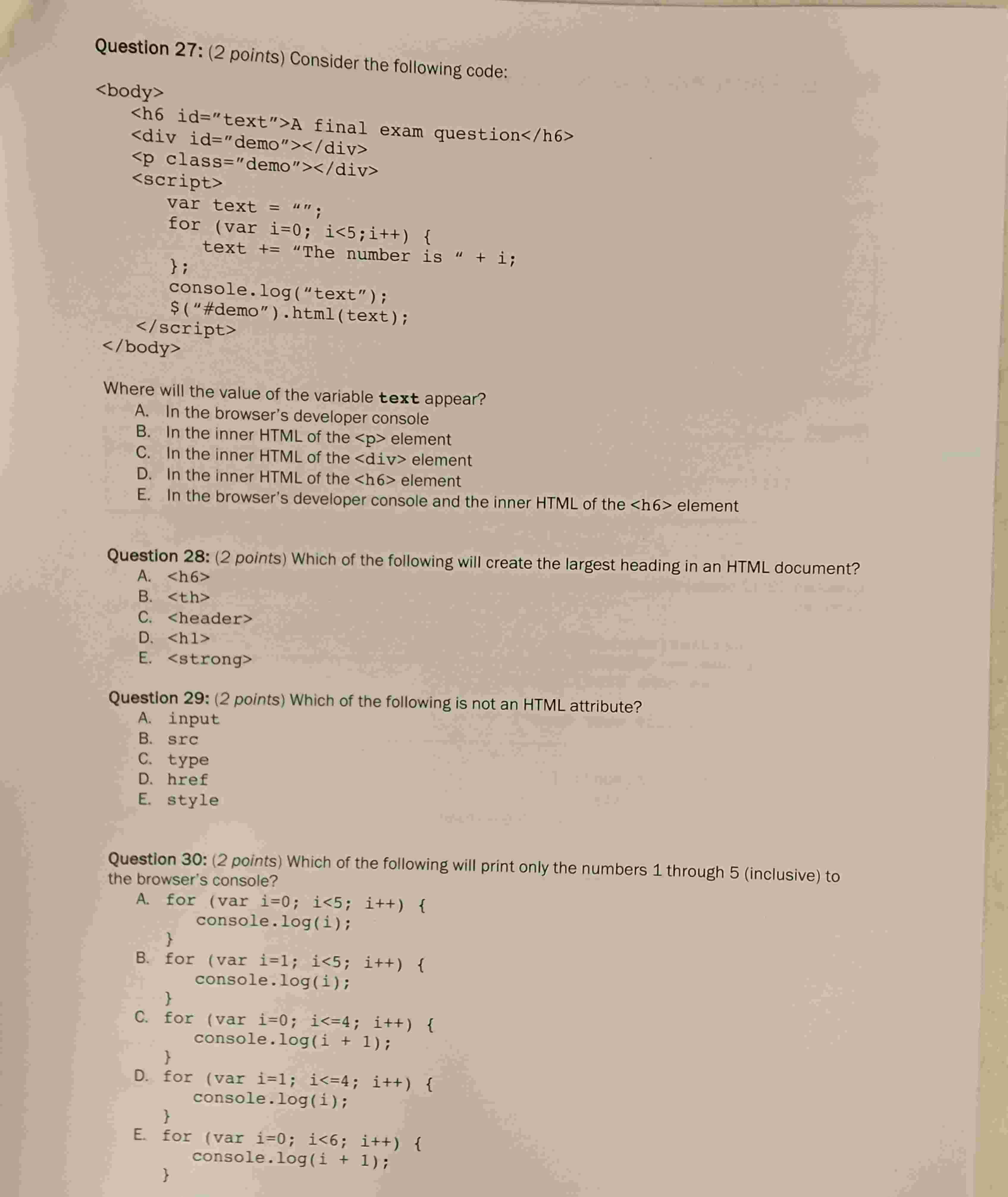 Solved Question 27: (2 ﻿points) ﻿Consider the following | Chegg.com