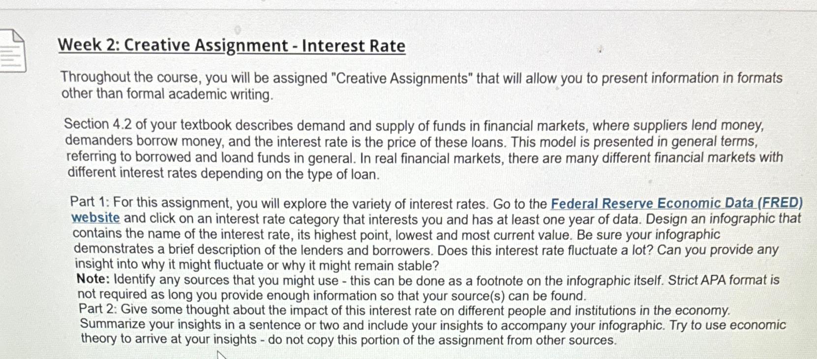 Solved Week 2: Creative Assignment - ﻿Interest | Chegg.com