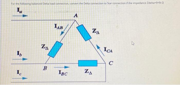 Solved For the following balanced Delta load connection, | Chegg.com
