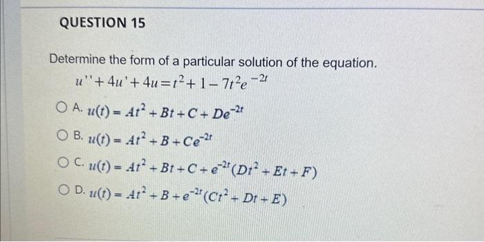 Solved Determine the form of a particular solution of the | Chegg.com
