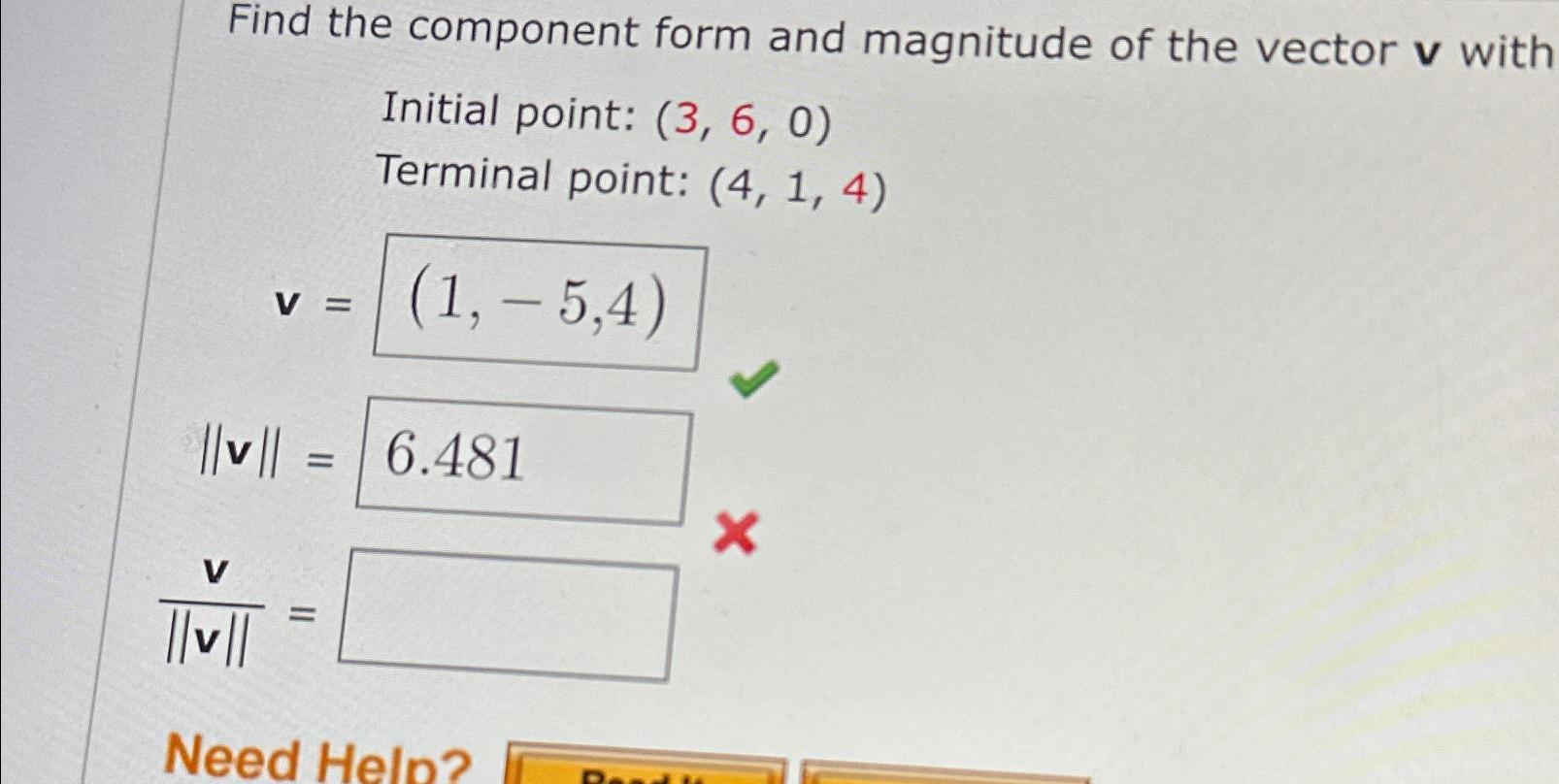 Solved Find the component form and magnitude of the vector v | Chegg.com