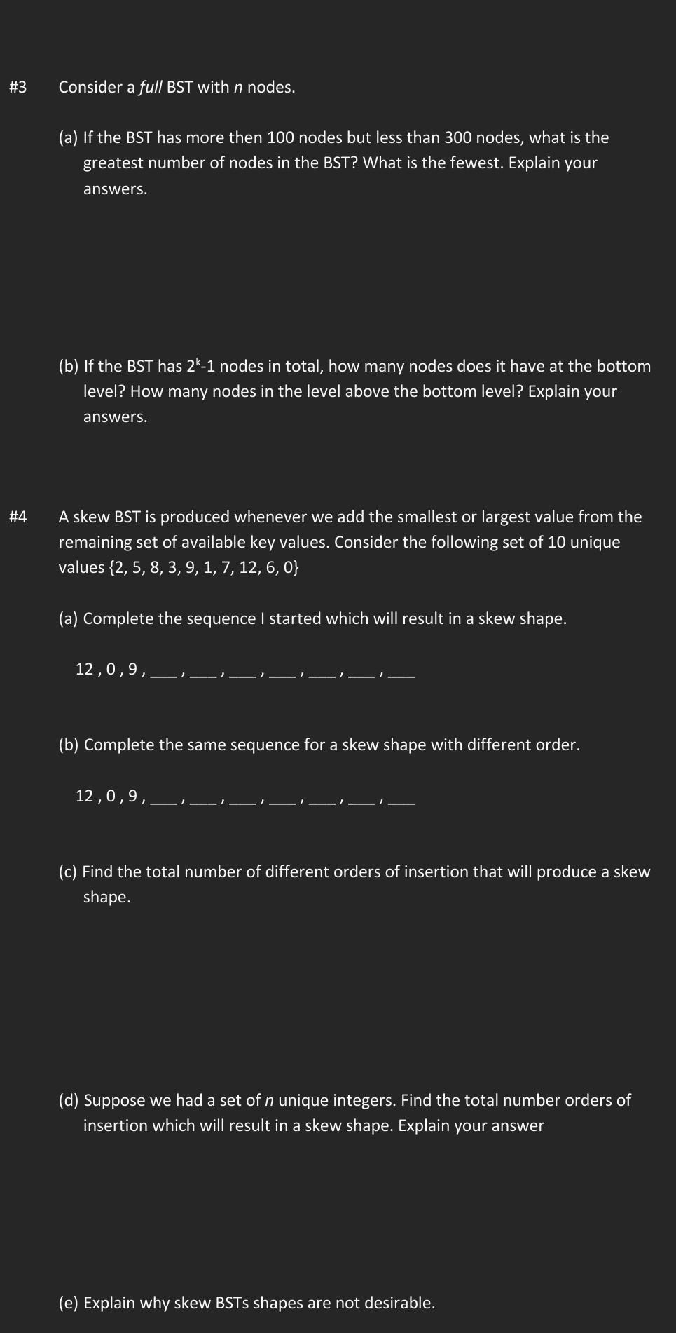 Solved 3 Consider A Full Bst With N Nodes A If The Bst