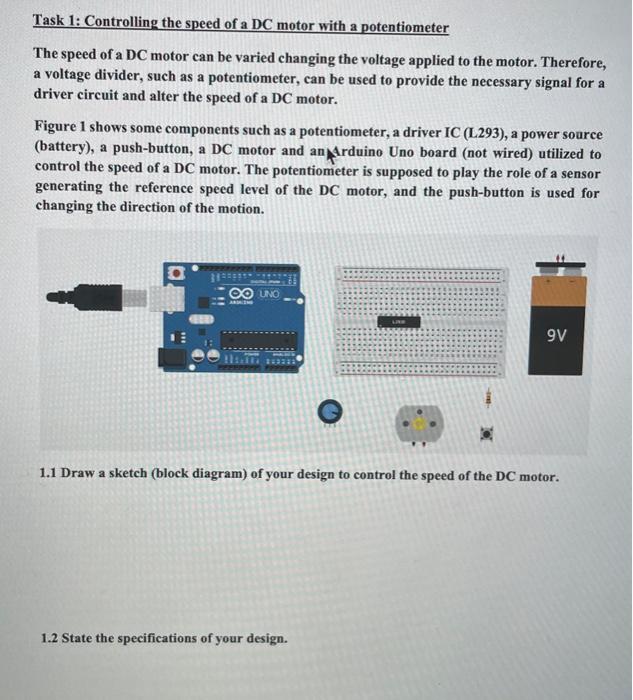 Solved Task 1: Controlling the speed of a DC motor with a | Chegg.com