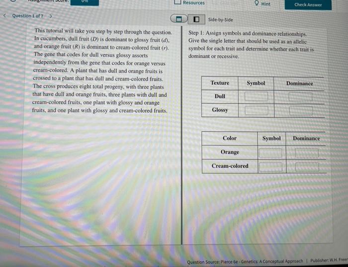 Solved Resources Hint Check Answer Side-by-Side Step 1: | Chegg.com