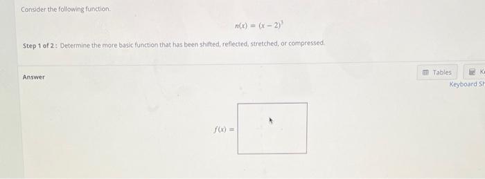 Solved Consider the following function. n(x)=(x−2)3 Step 1 | Chegg.com