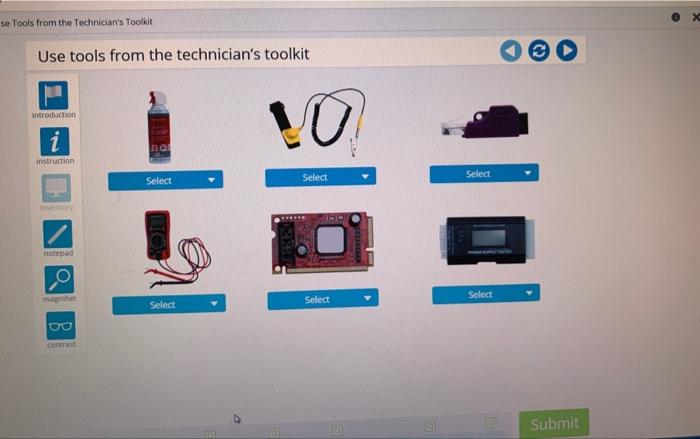 se Tools from the Technician's Toolkit Use tools from | Chegg.com