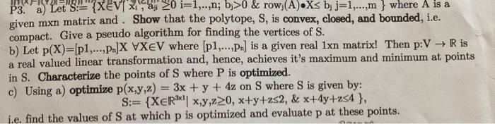 Solved Given Mxn Matrix And Show That The Polytope S Is 