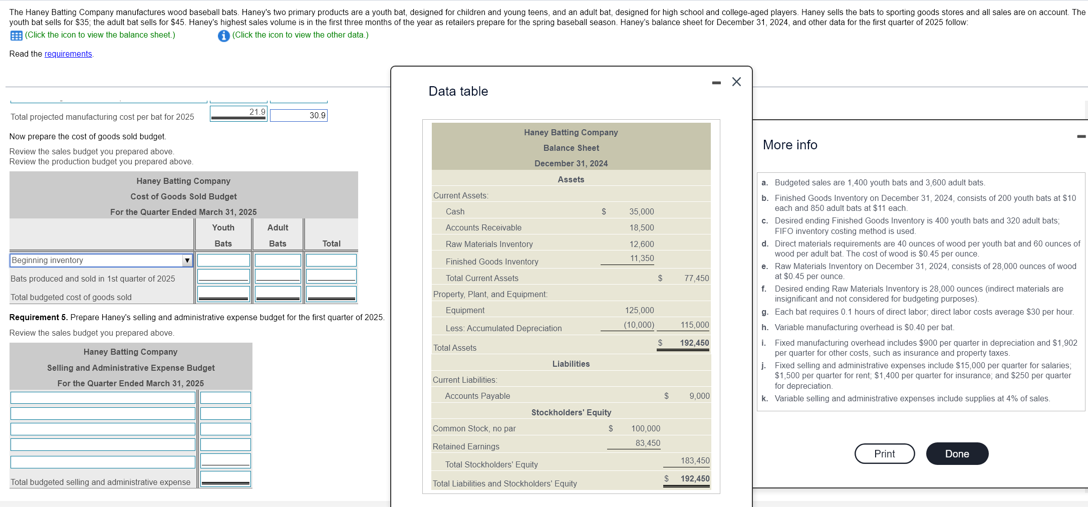Solved (Click the icon to view the balance sheet.)(i) (Click | Chegg.com