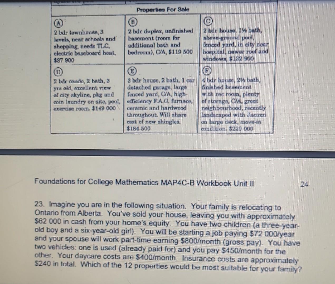 Solved Foundations for College Mathematics MAP4C-B Workbook | Chegg.com