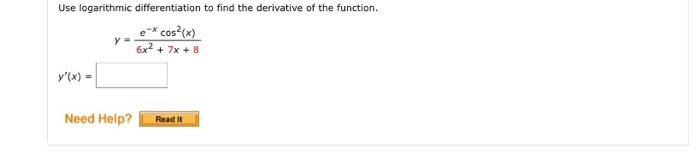 Solved Differentiate the function y = log (sec(x)) Need | Chegg.com